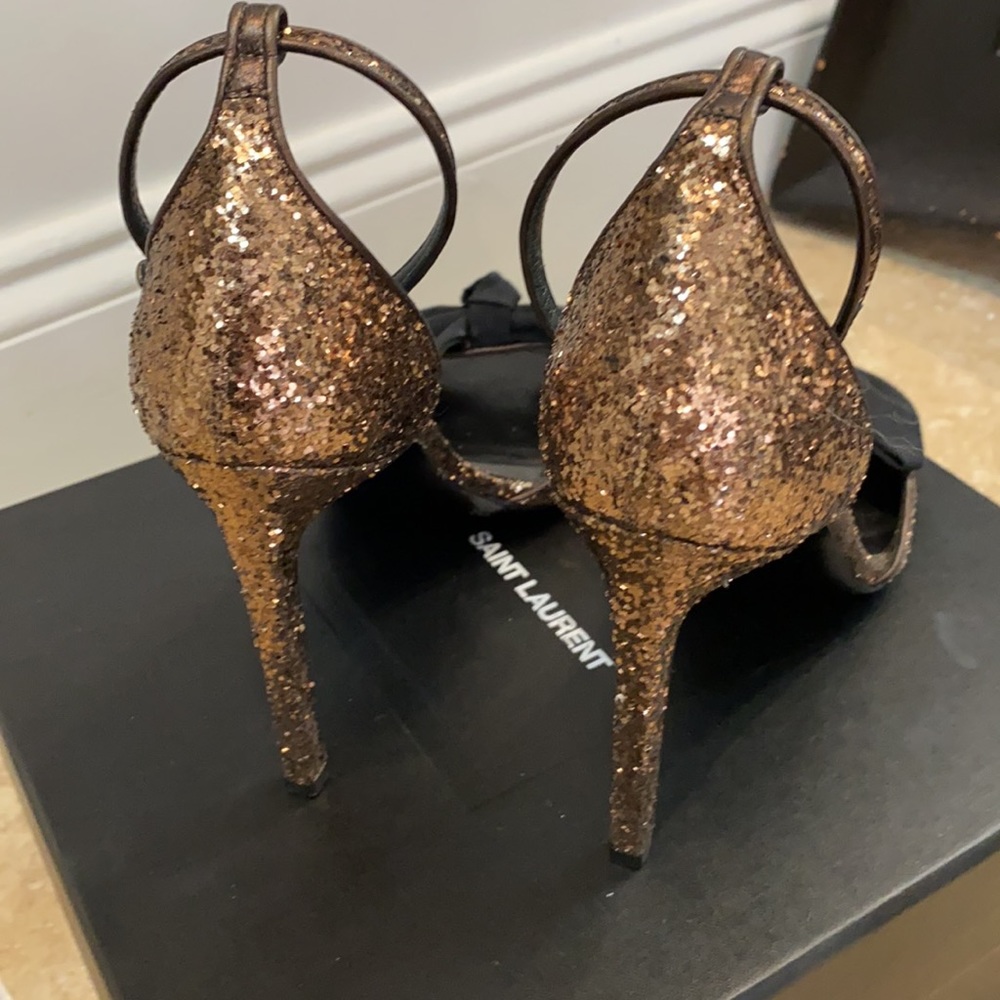 Ysl Saint Laurent Glitter Grosgrain Jane 100 Heel - Gem